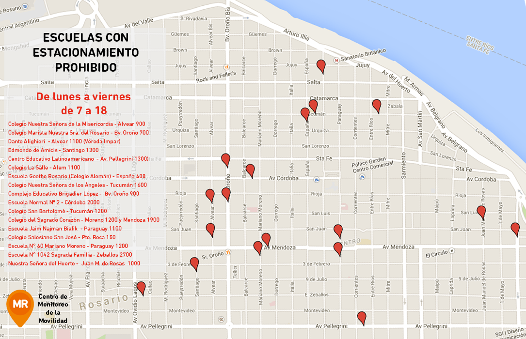 Noticias MR | El mapa de las escuelas donde no se puede estacionar